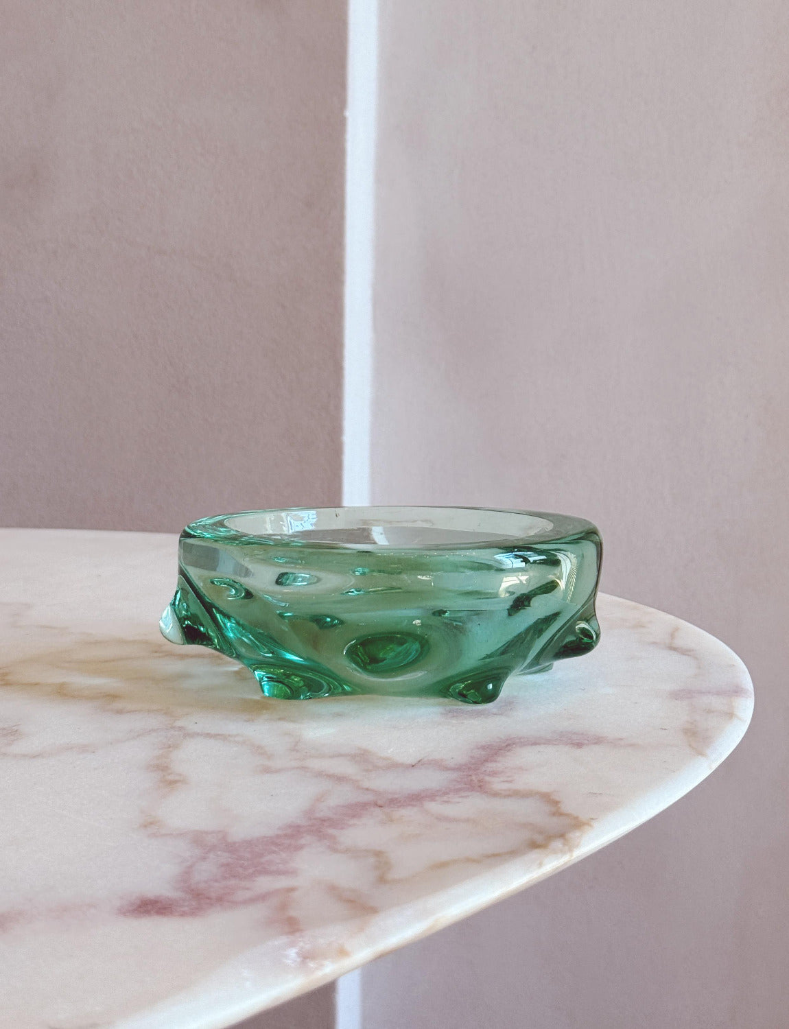1960s Murano Glass Turquoise Wobbly Bowl